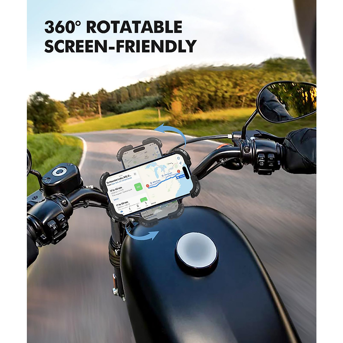 Zewdov Motorcycle Phone Mount, Upgrade Bike Phone Mount [1s Lock][Secure Protection], 360° Rotatable Phone Holder for Mountain Bike/ATV/Scooter Handlebar, Compatible with iPhone/Samsung 4.7-6.7"