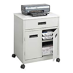 Safco Products 1870GR Steel Machine Stand with Double Doors and Drawer, Gray