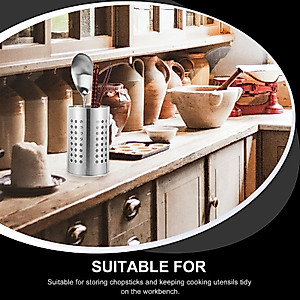 DOITOOL 2PCS Stainless Steel Kitchen Utensil Holders for Countertop Spoon Holder Silverware , Chopsticks Holder Spoon and Fork Holder for Restaurant (12 X 12 X 18CM)