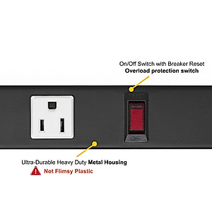 Opentron 5-Pack OT16063 Heavy Duty Metal Surge Protector Power Strip with Mounting Parts 6 White Outlets 3 Feet Power Cord