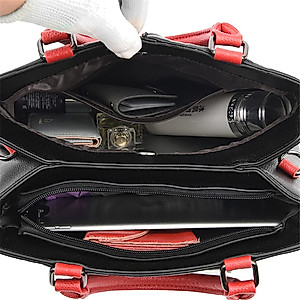 NEWSTYP Ladies Quality Leather Letter Shoulder Bags for Women 2021 Luxury Handbags Women Bags Designer Fashion Large Capacity Tote Bag (Red)