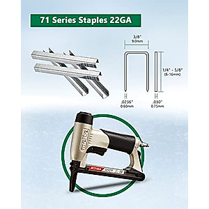 meite MT7116LN Pneumatic Upholstery Stapler 22 Gauge 71 Series 3/8" Crown 1/4" to 5/8" Length Long Nose Stapler Industrial Fine Wire Stapler