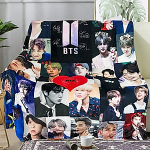 Korea-Pop Music Blanket 60X80 Inch Flannel Blanket, Soft Novelty Fashion Singers Blanket Bed Throws Blanket for Sofa Bed Bedroom Air Conditioning Blanket