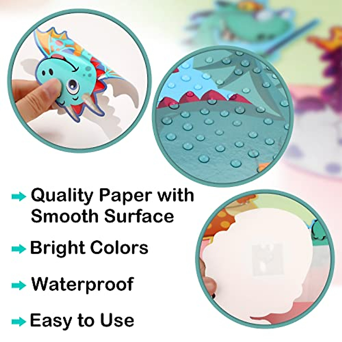 MWOOT 45 Pcs Paper Dinosaur Cutout Decoration Set,Creative Bulletin Board Cut-Out with Glue Point Dots for Classroom Party Supplies Decorations,Cute Animals Cardstock for Gift Child(15 Styles,15x15cm)