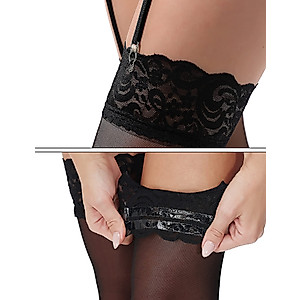 Women Lingerie Set Garter Belt with Stocking And Lace Eye Mask Black