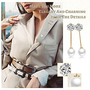 17 Pieces Pearl Brooch Pins Sweater Shawl Clips Faux Pearl Rhinestones Collar Safety Pin for Women Clothing Dresses Decoration Accessories with Storage Box(Classic Style)