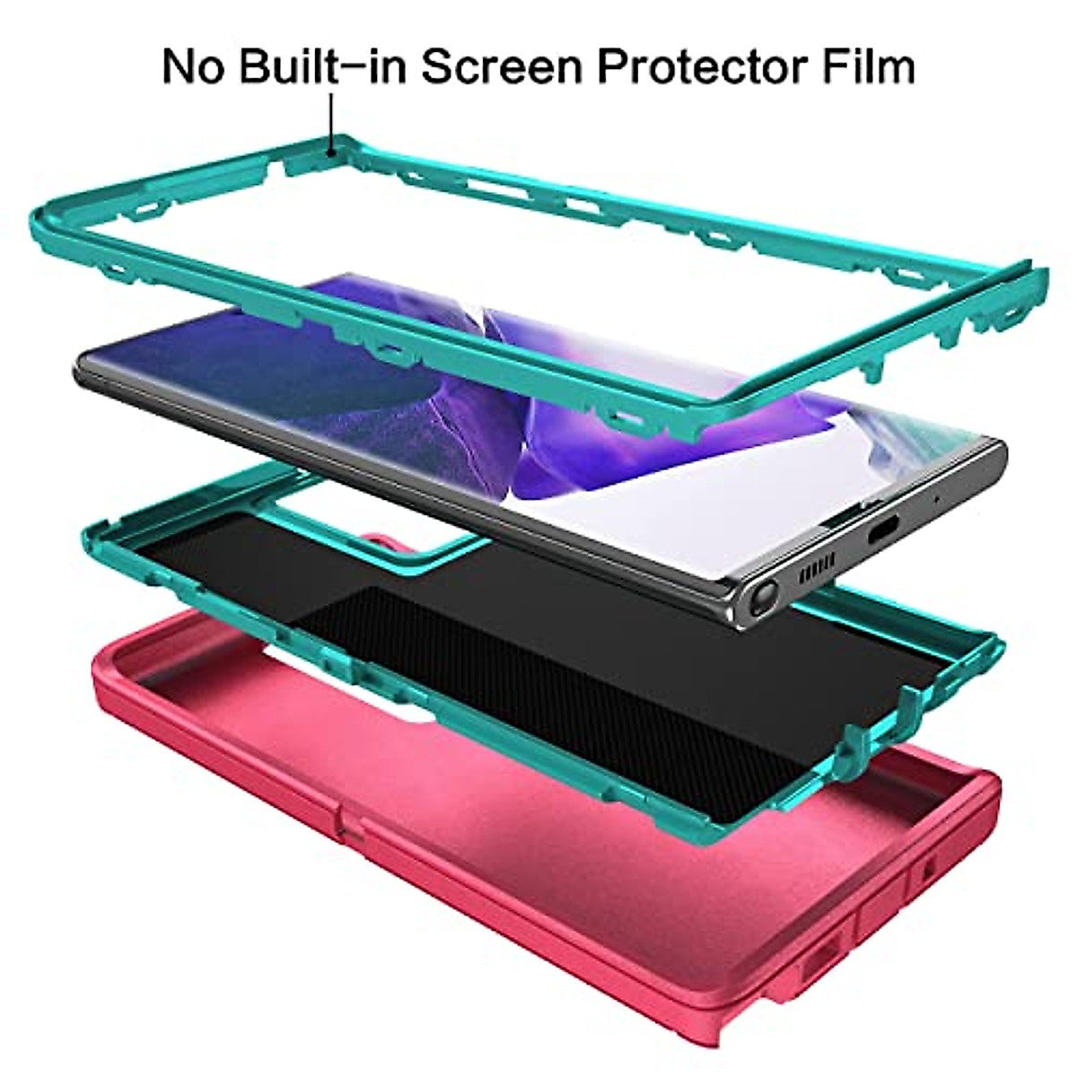 MXX Galaxy Note 20 Ultra Heavy Duty Case - 3 Layer Shockproof Protection (Pink/Light Blue)