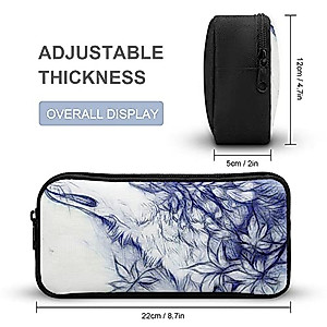 Autumn Wolf Drawing Large Pencil Case Minimalist Pen Pouch Portable Makeup Bag for Middle High College Office School