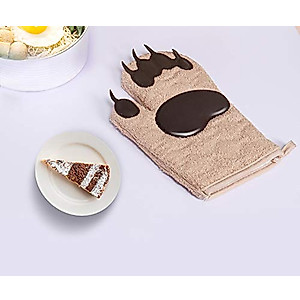 THRONKENGER Cute Bear Oven Mitt, Funny and Cute Kitchen Mitts/Pot Holders with Heat Resistant and Flexibility of Cotton Cooking Set of 2(Brown)