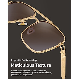 FEISEDY Retro Square Aviator Sunglasses for Men Women Vintage 70s Pilot Shades Classic Metal Frame B2845