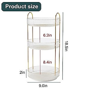 GYLBF 360°Rotating Makeup Organizer for Vanity 3 Tier, Bathroom Counter Organizer, Large Capacity Cosmetics Storage Vanity Shelf, Cosmetics Organizer for Perfume, Lotions Skin Care (White)