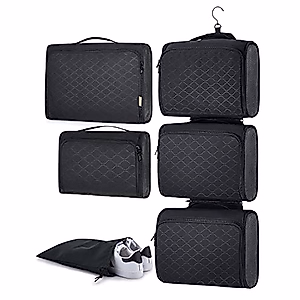 Hanging Packing Cubes for Travel, BAGSMART 6 Set Travel Organizer Cubes for Travel Accessories, Portable Suitcase Organizer Bags Set, Lightweight Stow and Go Travel Luggage Packing Organizer