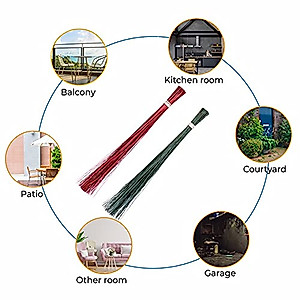 SN SKENNOVA - 1 Piece of 27-28-inch Colorful Asian Coconut leaf Broom Multi-Surface Sturdy Authentic Thai Natrual Broom (Green)