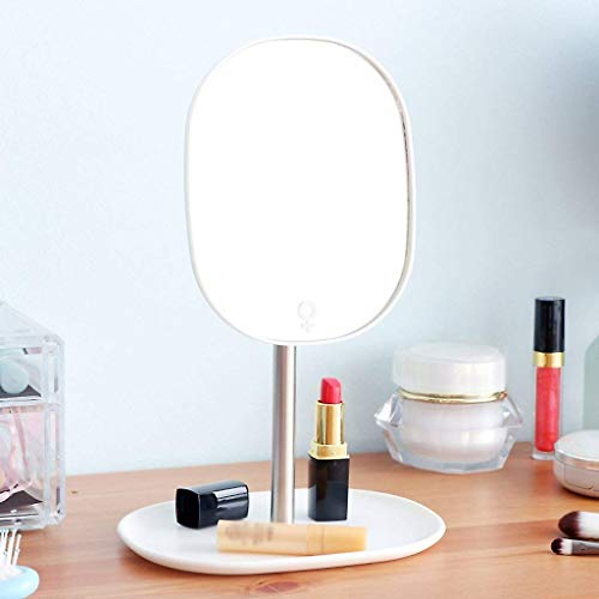 ZXY-NAN Bathroom Mirror Make-up Mirror White 360 ??deg; Swivel Portable Mirror HD Princess Compatible with Indoor use with a Desk Bathroom Mirrors