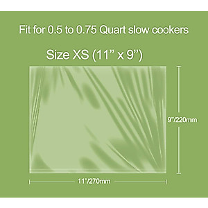 Qvin Slow Cooker Liners, Disposal Plastic Bags, Compatible with 16 0z Mini Crockpot, Qvin 0.65Qt Slow Cooker, 20 OZ Crock-pot Luch Box Food Warmer, Betty 0.7Qt Crocker,Fit 0.5 to 0.75Quart, 1 Pack (10 Liners)