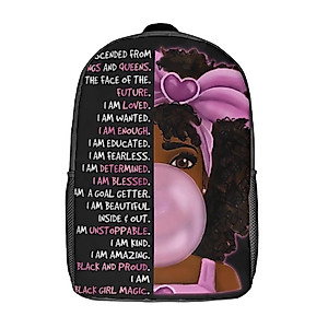 JYSDZSE African Girls Cute 3D Printed Backpacks Boys Girls Backpacks Lightweight Rucksack Backpack Picnic/Work/Travel - 17IN