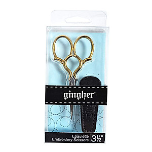 Gingher 1005279 Epaulette Embroidery Scissors 3.5-W/Leather Sheath