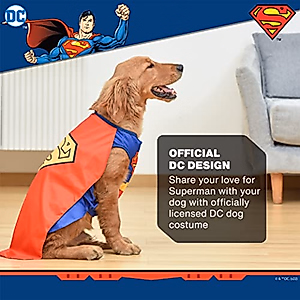 DC Comics Superhero Superman Halloween Dog Costume - Medium - | DC Superhero Halloween Costumes for Dogs, Funny Dog Costumes | Officially Licensed DC Dog Halloween Costume