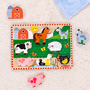 Melissa & Doug Farm Wooden Chunky Puzzle (8 pcs) - FSC Certified