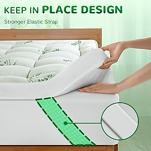 Bamboo_Mattress Topper California King,1000 GSM Extra Thick Pillow Top with Breathable Air Mesh Sides,Cooling Mattress Pad Cover for Back Pain, 72x84 Inch