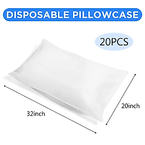 Oudain Disposable Pillow Cases, 20 Count, White, 32 x 20 Inches, Non Woven Fabric
