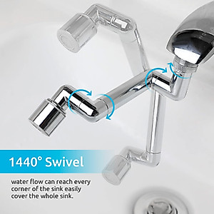2 Pack Aihaomai 1440° Swivel Faucet Extender (1080°+360°+ Stretch),Faucet Attachment,Sink Faucet Attachment with 2 Water Modes for Kitchen or Bathroom,Foldable Sink Aerator
