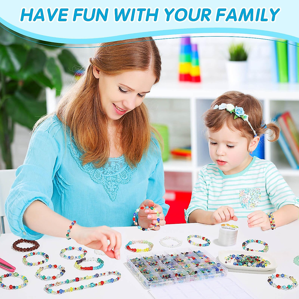 cridoz 1710 Pieces Crystal Glass Beads for Jewelry Making and Crafts, Colorful Beads for Bracelets, DIY Crafts and Home Ornaments