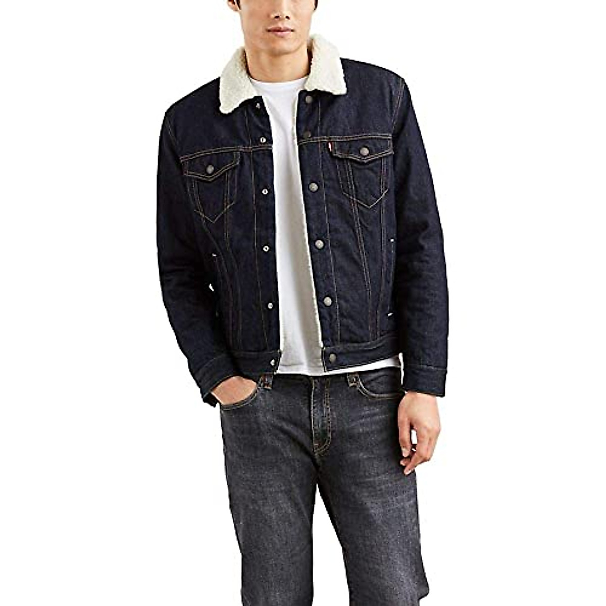 Levi's Men's Sherpa Trucker Jacket (Also Available in Big & Tall), (New) Juniper Rinse, L
