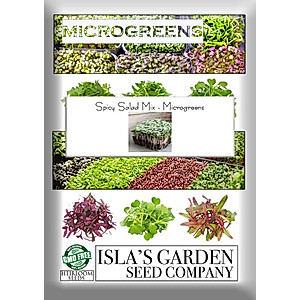 "Spicy Salad Mix" Microgreens Blend of Seeds, 300+ Heirloom Seeds Per Packet, (Isla's Garden Seeds), Non GMO Seeds, Great Indoor/Outdoor Home Garden Gift