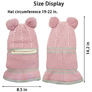 Kids Winter Hat Scarf Mitten Set, Unisex Infant Toddler Baby Girls Hat Scarf 2-5T (Pink)
