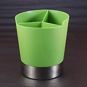 Hemoton Kitchen Utensil Organizer and Drainer,Utensil Holder Caddy Flatware Caddy Cutlery Holder Cutlery Drainer with 3-Compartment(Green)