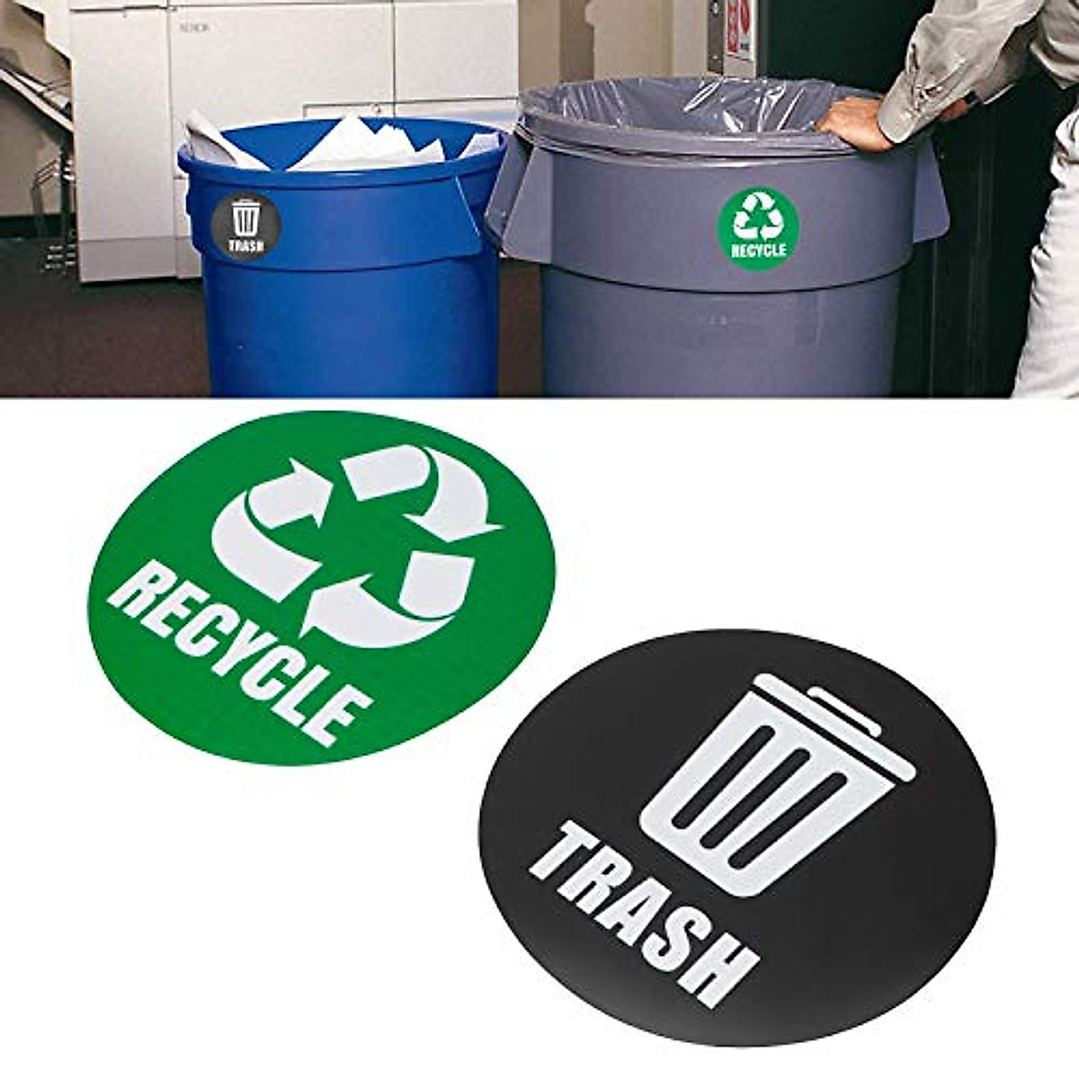 18Pcs Trash Sign, Environmental Label Recycle Trash Decal Stickers SelfAdhesive Waterproof Trash Can Decor