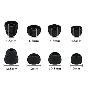 ALXCD Ear Tips for Powerbeats2 Powerbeats 3 Headphone, SML 3 Sizes 3 Pair Silicone Replacement Earbud Tips & 1 Pair Double Flange Ear Tip Cushion, Fit for Beats Powerbeats2 Pb3[4 Pair](Black)