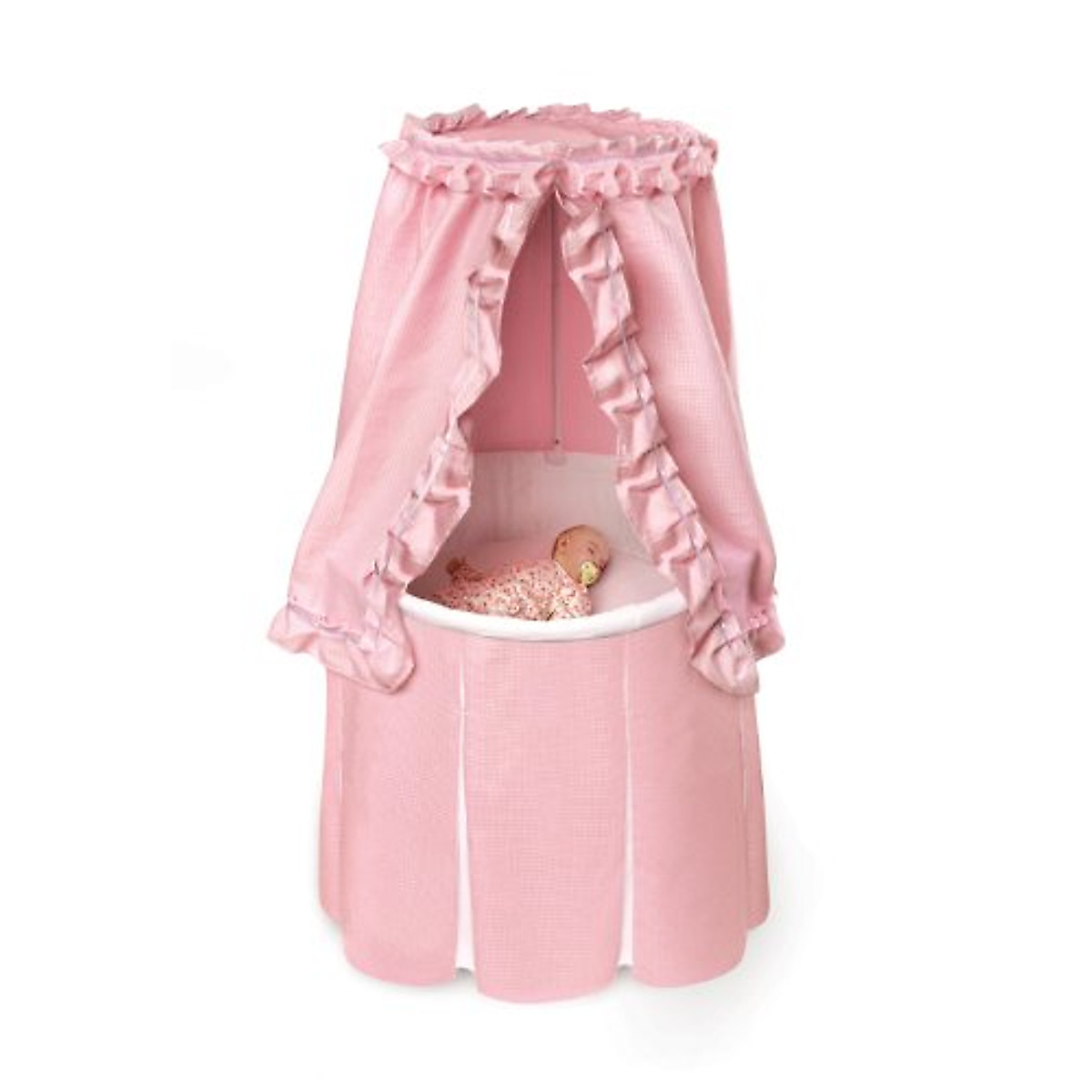 Badger Basket Empress Baby Bassinet and Bedside Sleeper with Bedding, Pad, and Storage Basket - Pink