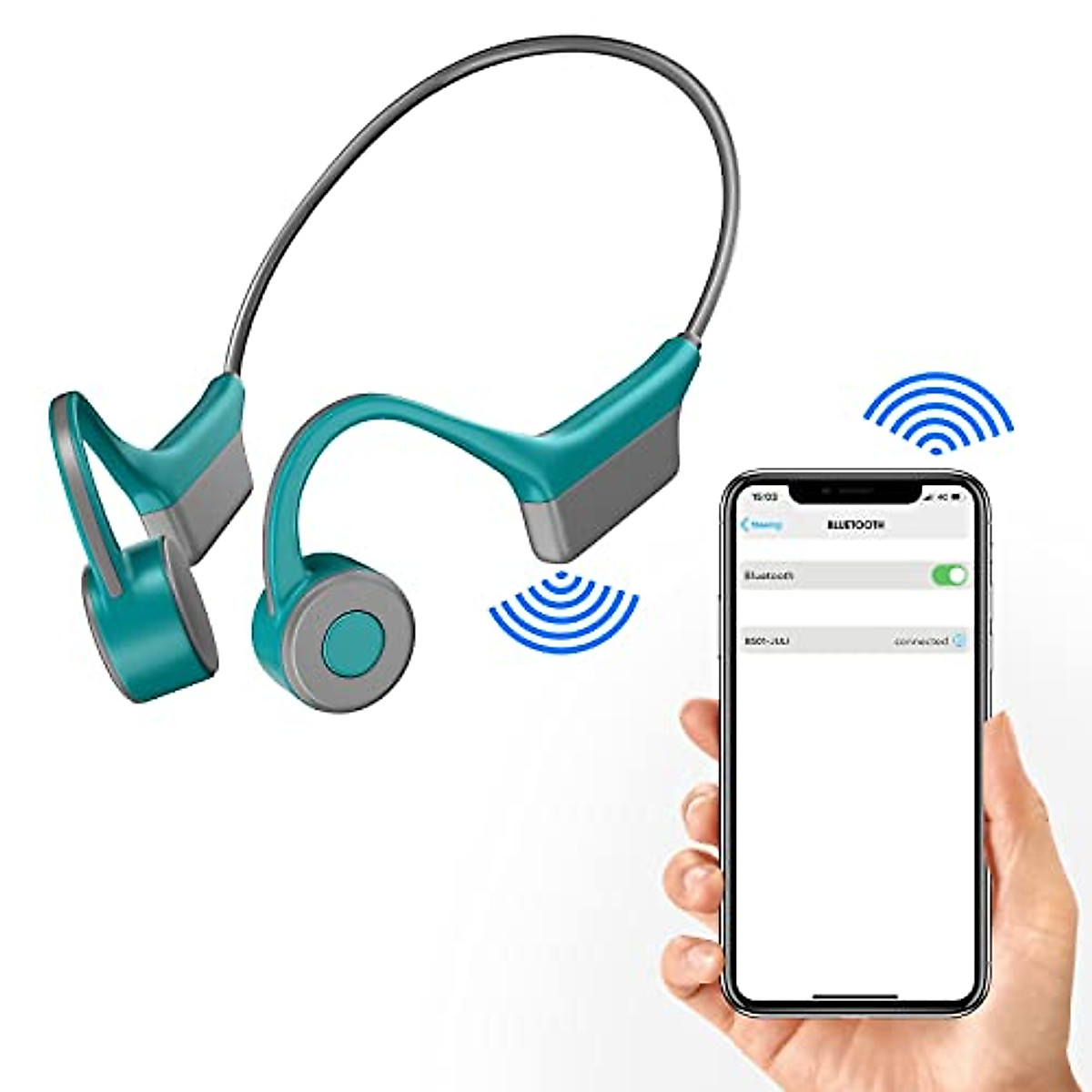 WANFEI Bone Conduction Headphones, Running Bluetooth Headphones, Air Open Ear Wireless Earphones with Mic for Sports Hiking Running Driving Cycling Fitness Workouts Walking