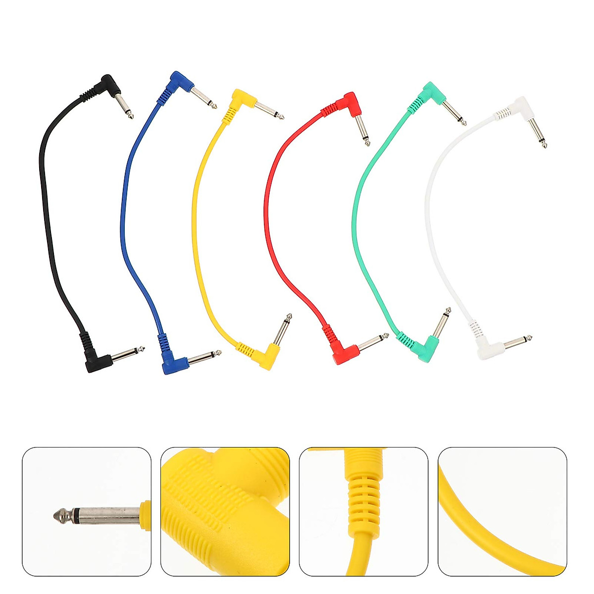 generic 6Pcs Guitar Patch Cable 6.35mm Guitar Effect Pedal Cables Flat Low Profile Instrument Effect Pedal Patch Cable for Effects Pedals 30cm