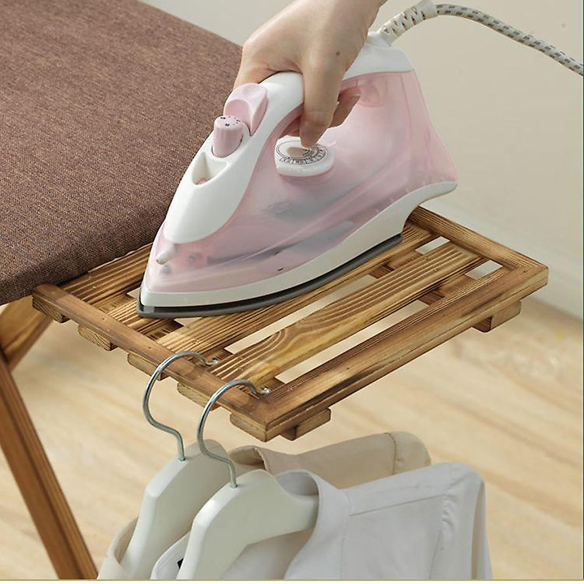 Solid Wood Ironing Board, Home Use, Ironing Rack, Foldable Standard Size, Adjustable Height, with Foam Pad and Cotton Cover, (Small : A)