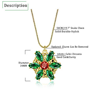 Confede Anastasia Necklace-Lost Princess Inspired Together In Paris Emerald Stone Flower Necklace for Women, Green