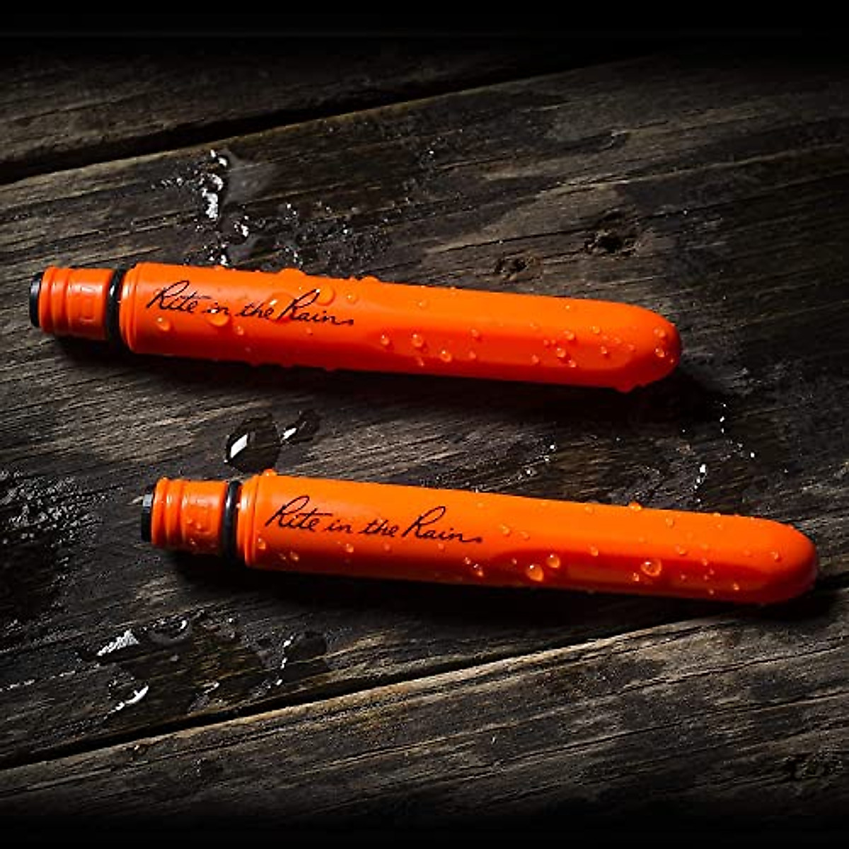 Rite in the Rain All-Weather EDC Pen, Orange POKKA 2-Pack, Black 0.9mm Ink, Fine Point (No. OR92)