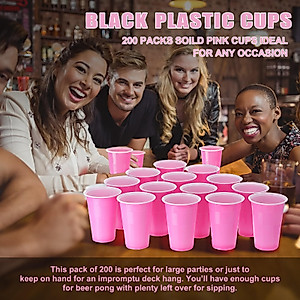 200 Count Pink Cups Plastic Disposable Bachelorette Party 16 Oz Hot Pink Small Cups Cocktail Cup Drinking Cup Bulk for Baby Shower Water Beverage Birthday Picnic Coffee Indoor Outdoor Events Supplies