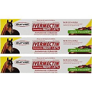 Digopets Ivermectin (ivermectin paste) wormer paste 6.08g 3 pack w/ 1 standard size nitrile glove pair