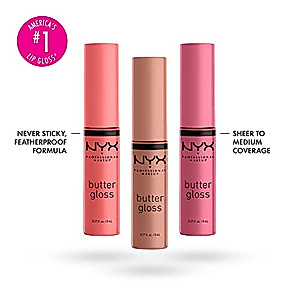 NYX PROFESSIONAL MAKEUP Butter Gloss - Pack Of 3 Lip Gloss (Angel Food Cake, Creme Brulee, Madeleine)