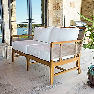 Alveare Home Amalfi Teak 57 Sofa Love Seats, Natural