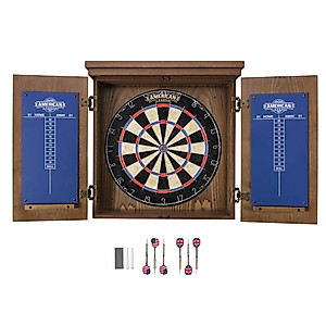 American Legend Charleston Solid Wood Bristle Dartboard Cabinet Set - Includes 18” dartboard and 6 steel tip darts
