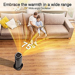 Space Heater,VCK 1500W 24" Portable Electric Heaters for Indoor Use,75° Oscillation,3 Modes,8H Timer, Quite PTC Ceramic Heating with Thermostat,Safety Protection,Remote for Office,Home Bedroom