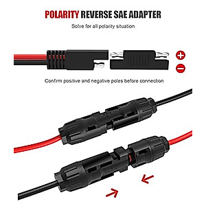 BERLAT Solar Panel Extension Cable,10AWG SAE PV Extension Cable to Solar Panels with 2 Pack SAE to SAE Polarity Reverse Adapters-30cm