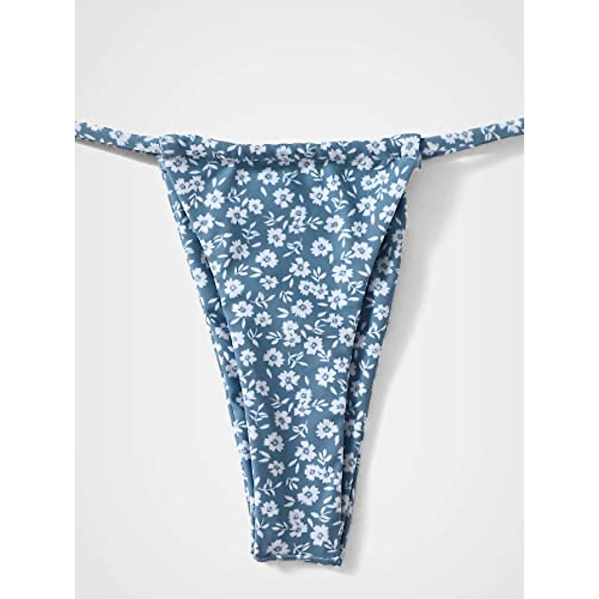 WDIRARA Women's Floral Print Tie Side Swimwear Straps Bikini Sets Swimsuits Blue White XS