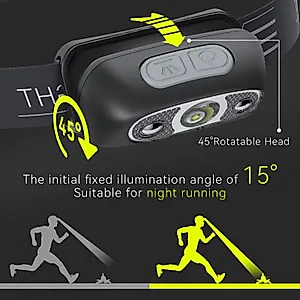 Rechargeable Headlamp for Adults with 300 Lumens USB Head Lamp with Lightweight Design(0.08 LB), IPX4 LED Sensor Headlamps for Running Camping Reading with Long Run Time (Black & White) - 2 Pack