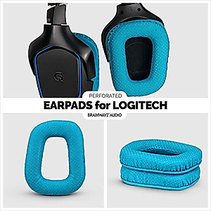 BRAINWAVZ Upgraded Earpads for Logitech G35 G930 G430 F450 Headphones - Made with Premium Vegan Leather, Genuine Memory Foam, Improves Comfort, Sound Isolation Ear Pads (Turquoise)