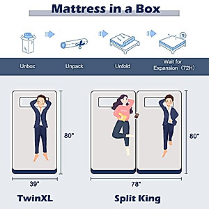 Giantex 10 Inch Twin XL Mattress, 3D CNC Cutting Foam Mattress for Adjustable Bed Base, Gel Infused & Bamboo Charcoal Memory Foam Mattress, CertiPUR-US Certified, Mattress in a Box, Medium